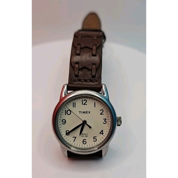 Timex | Accessories | Timex Mens Easy Reader Quartz Indiglo Watch Brown ...